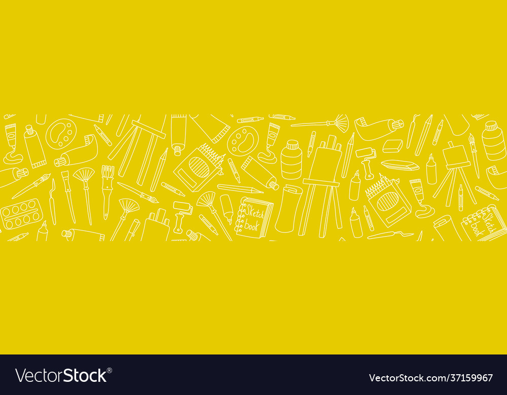 Art supplies seamless pattern Royalty Free Vector Image Art supplies seamless pattern Royalty Free Vector Image
