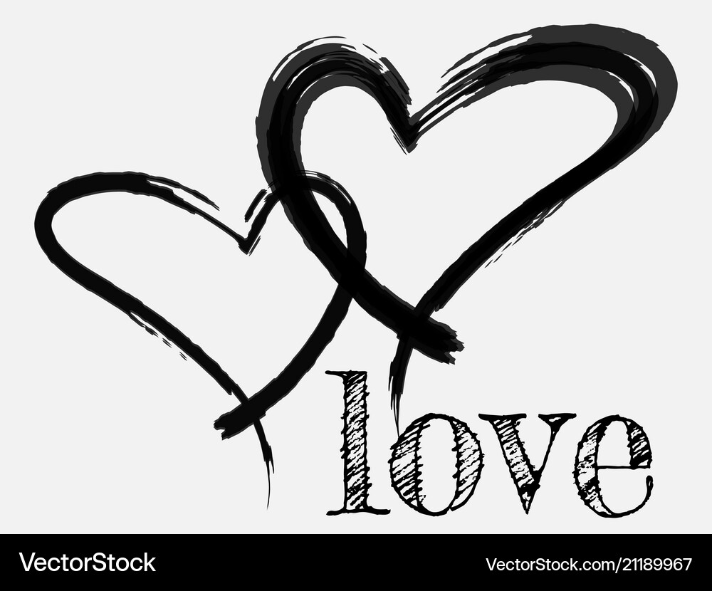 Black heart is painted by hand handwritten Vector Image