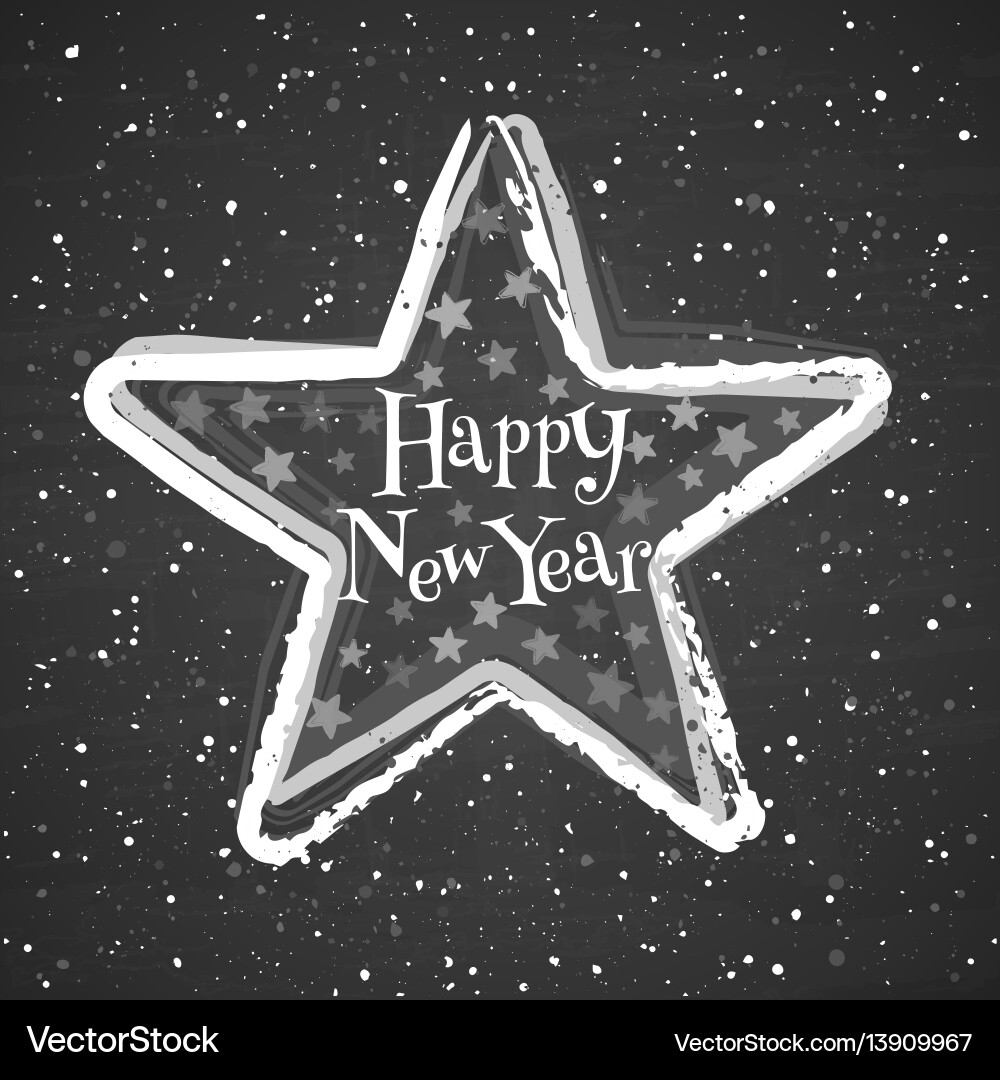 Chalk star on the blackboard background greeting Vector Image