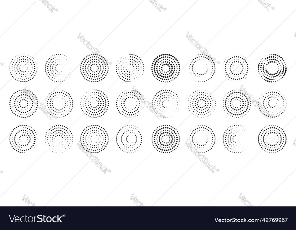 Circle dot pattern halftone round Royalty Free Vector Image
