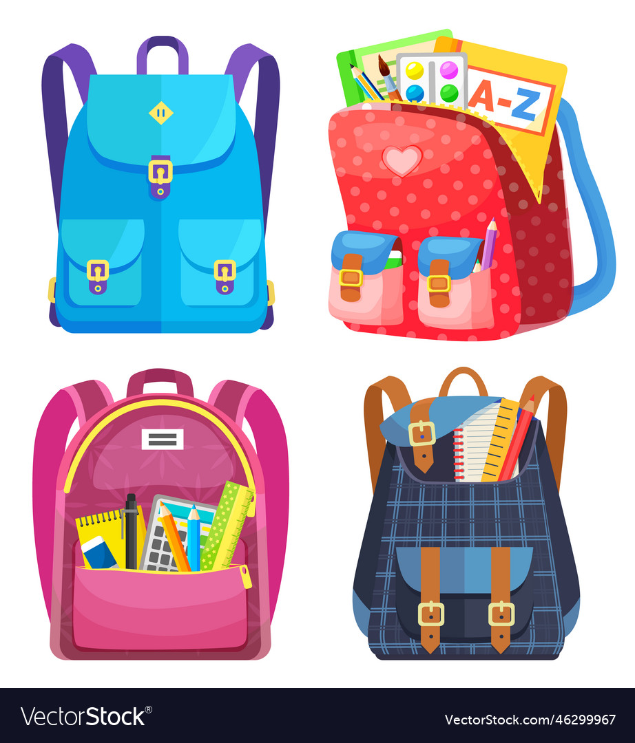 Colored school backpack back Royalty Free Vector Image