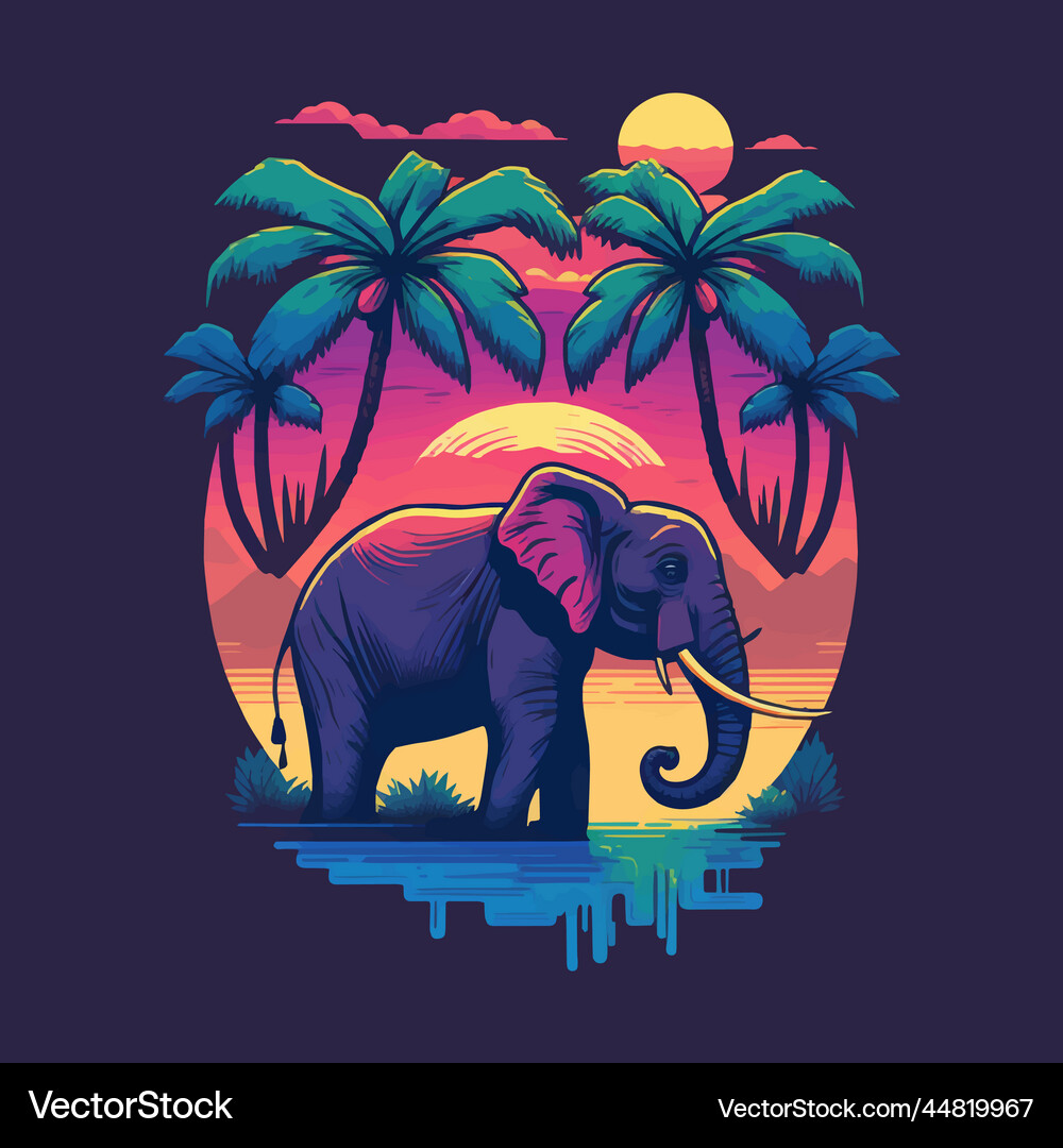 Elephant on jungle animal conservation logo Vector Image