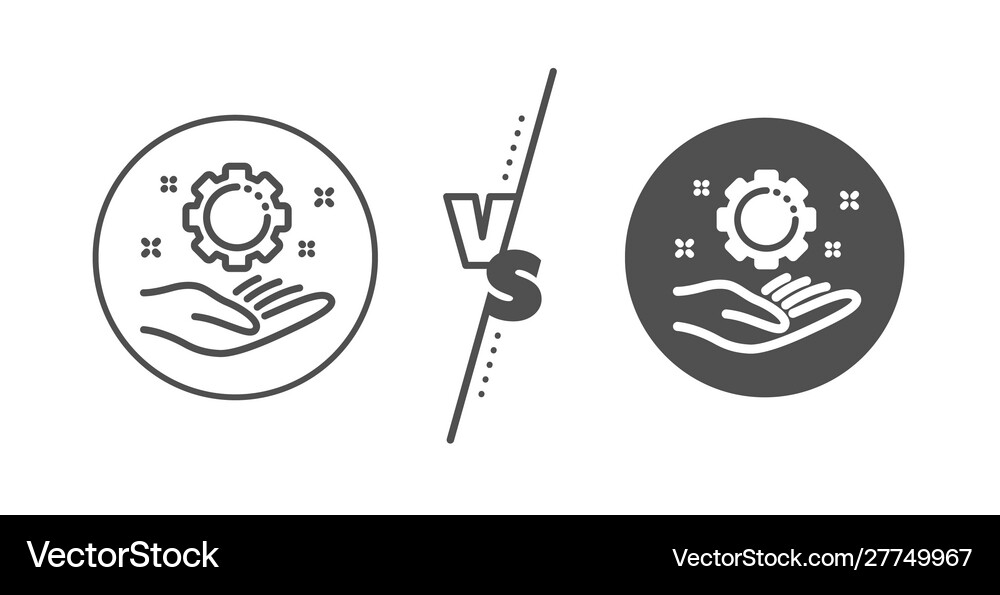 Employee hand line icon work gear sign Royalty Free Vector