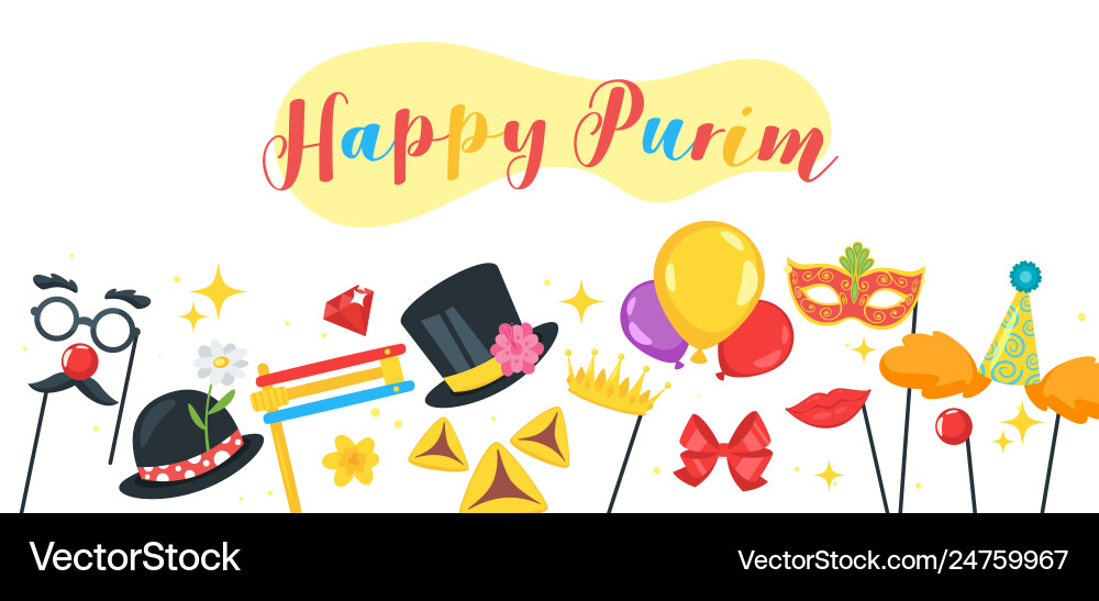 Happy purim celebration banner Royalty Free Vector Image
