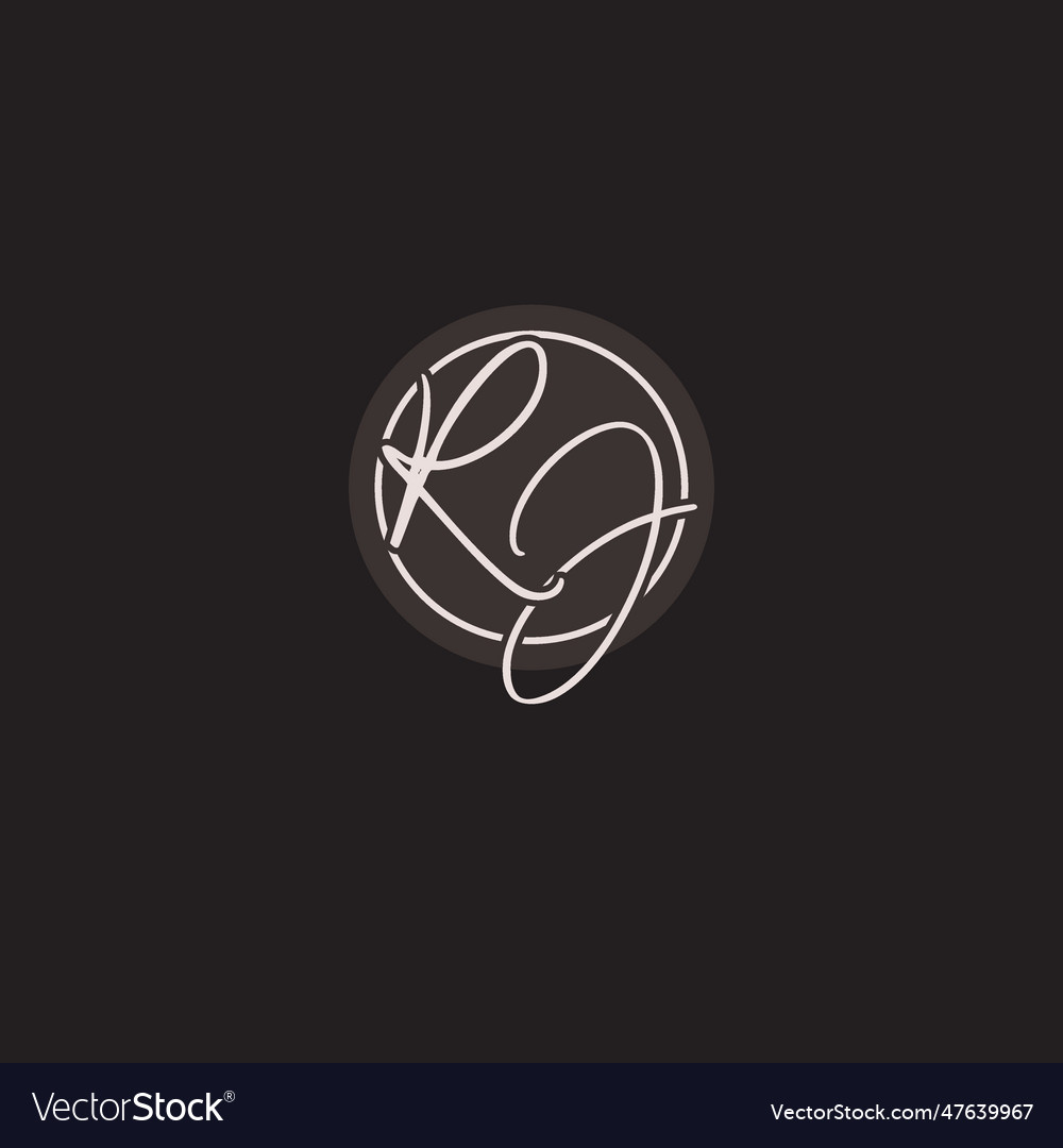 Initials rj logo monogram with simple circle line Vector Image