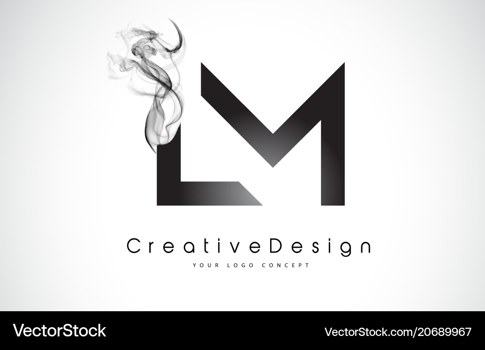 Lm letter logo design with black smoke Royalty Free Vector