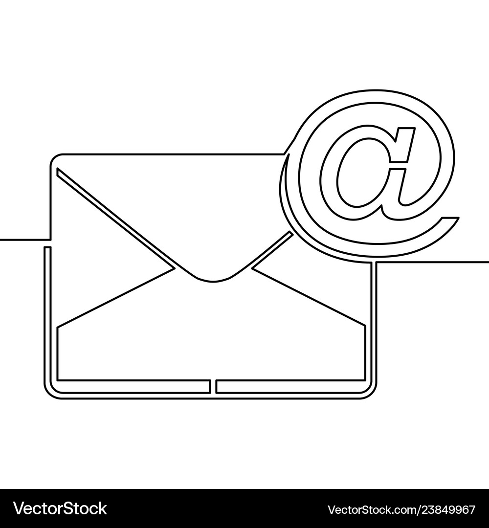 One continuous line drawing of email icon concept Vector Image
