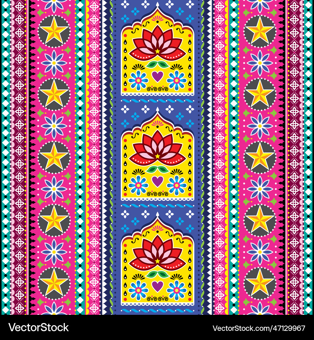 Pakistani or indian truck seamless pattern Vector Image