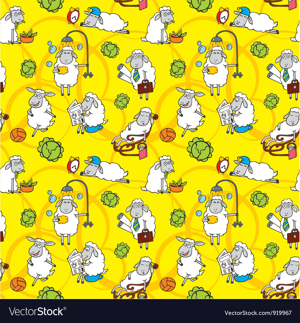 Pattern with cartoon sheep Royalty Free Vector Image