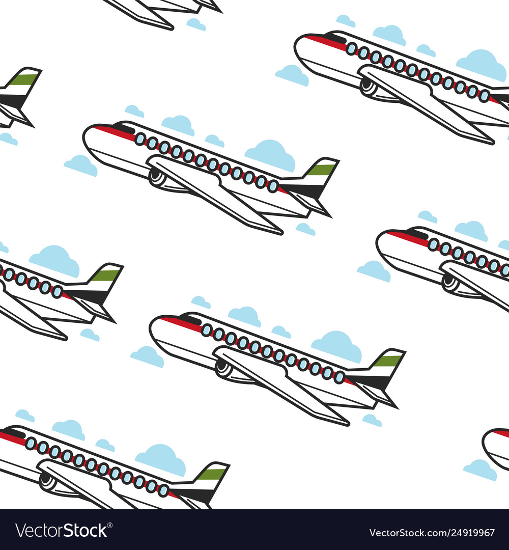 Plane seamless pattern airplane and flight Vector Image
