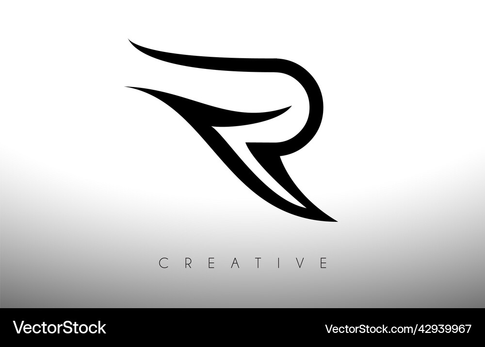 R letter logo with swoosh creative lines Vector Image