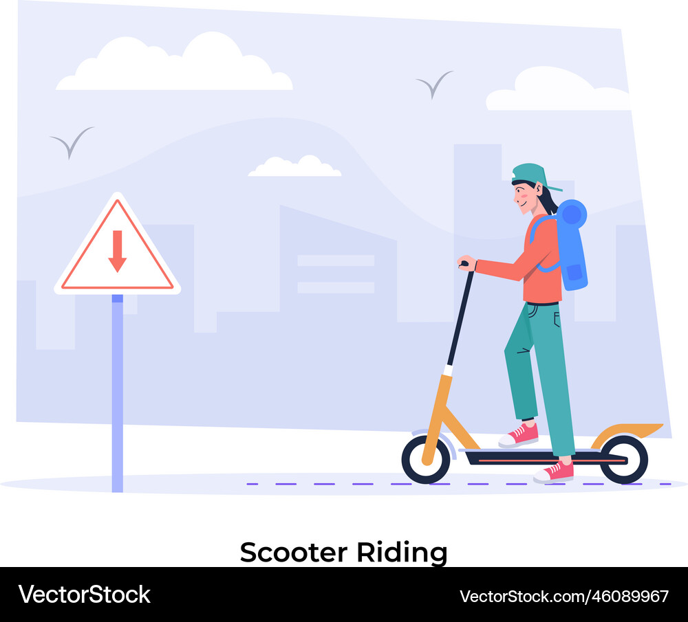 Scooter riding Royalty Free Vector Image - VectorStock