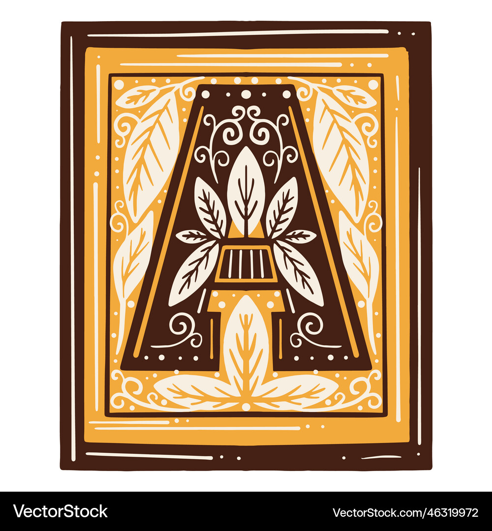 Alphabet letter a antique design Royalty Free Vector Image