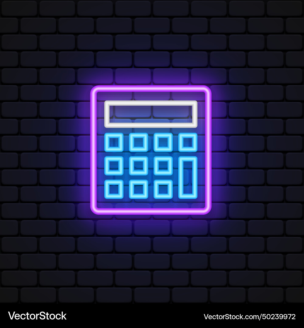 Calculator neon icon design website advertising Vector Image