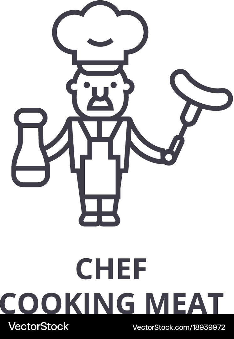 Chef cooking line icon outline sign linea Vector Image
