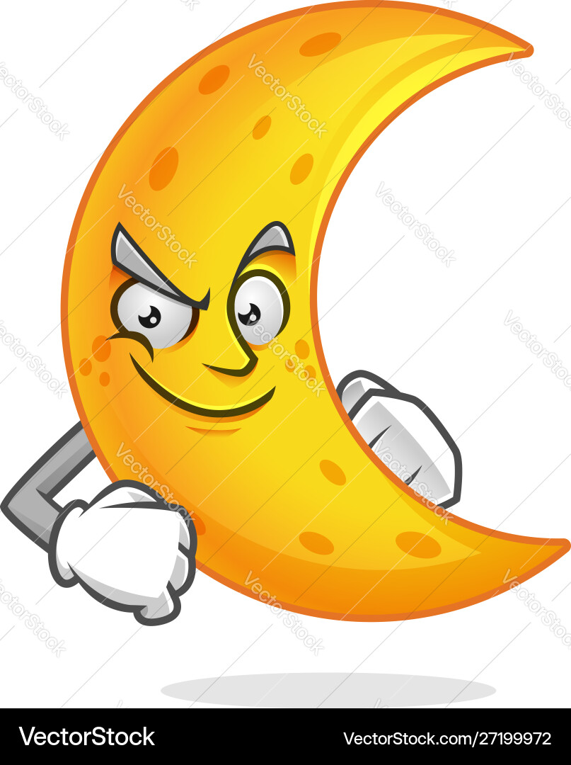 Confident moon mascot character cartoon Royalty Free Vector
