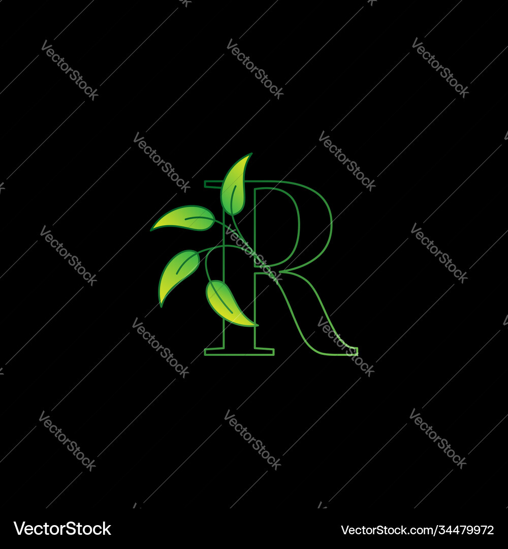 Green nature leaf letter r initial logo icon Vector Image