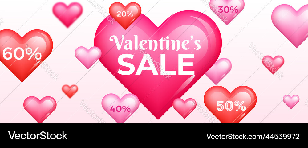 Happy valentine day horizontal banner template Vector Image