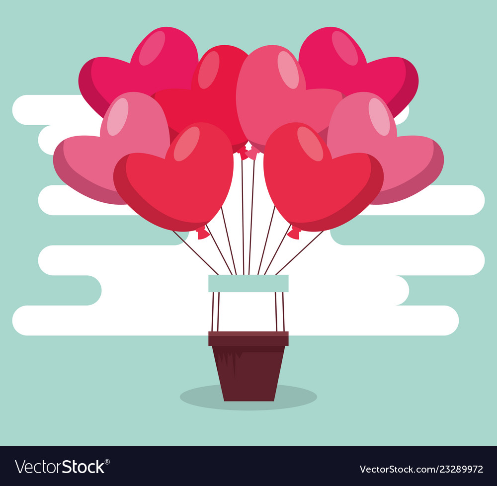 Hearts air balloon to valentine day celebration Vector Image