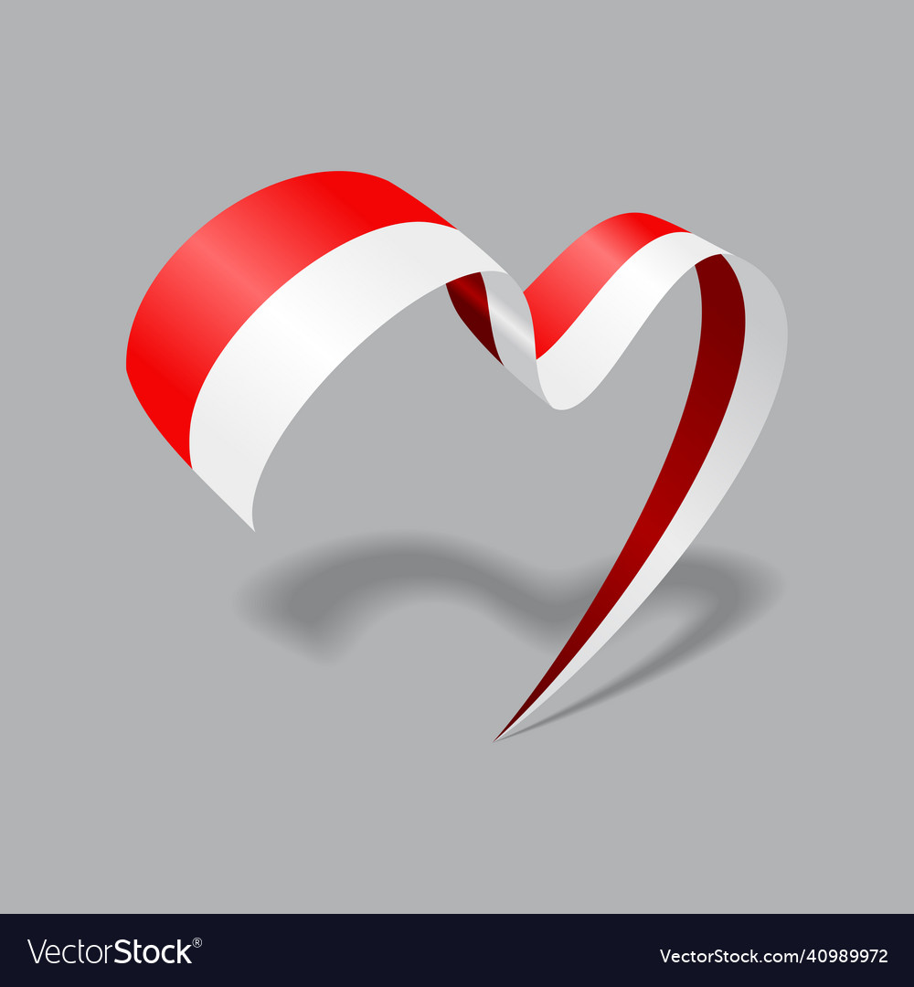 Indonesian flag heart shaped ribbon Royalty Free Vector