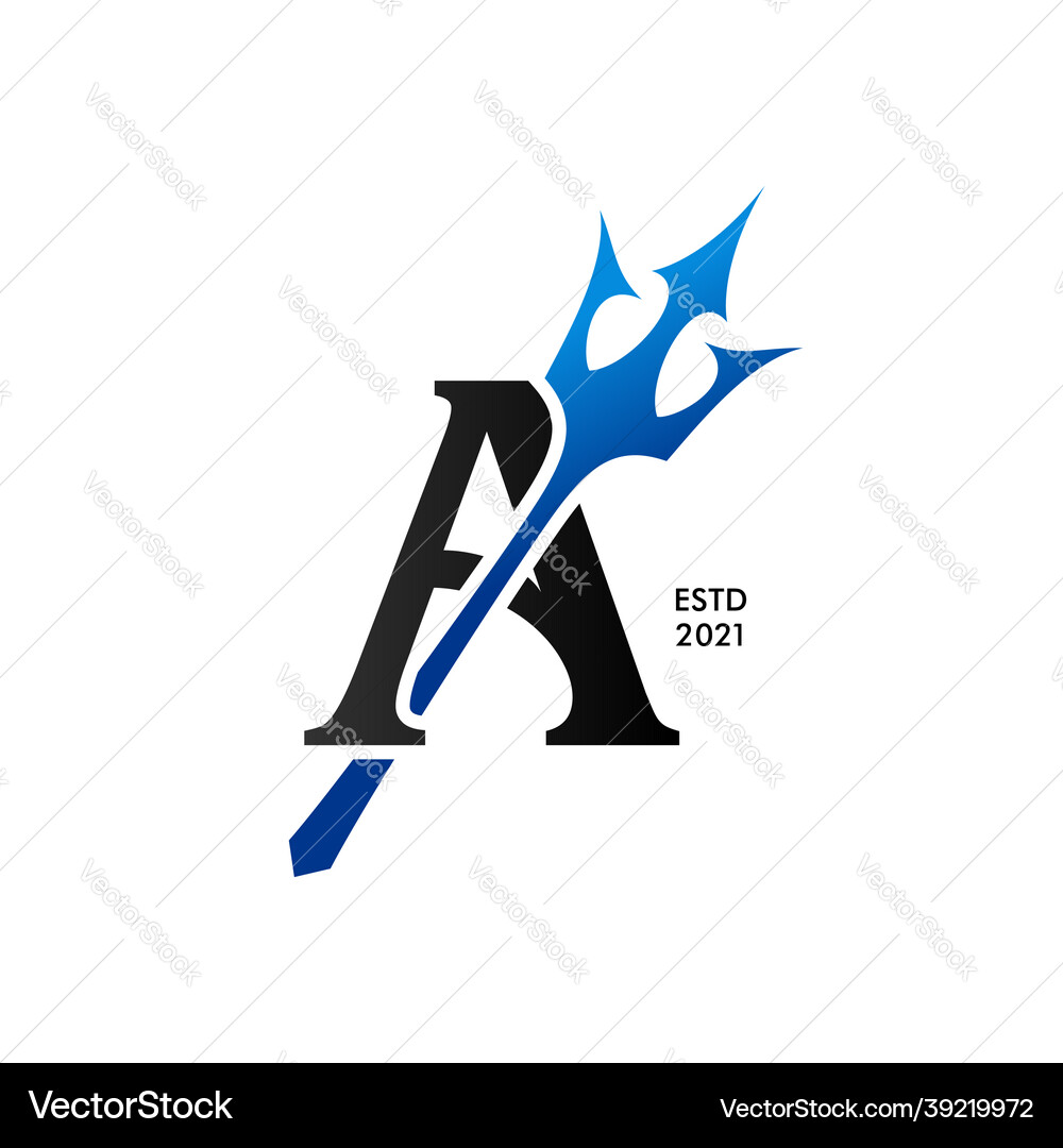 Initial blue trident Royalty Free Vector Image