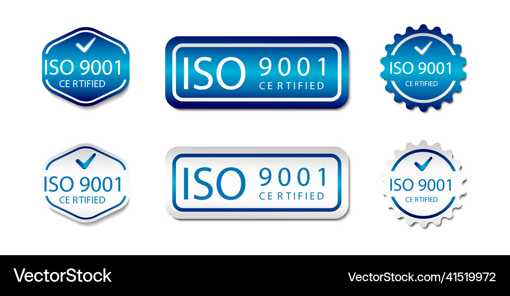 Iso 9001 certified label stamp international Vector Image