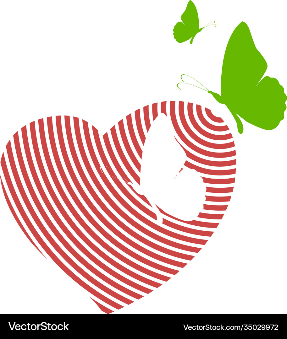 Love hearth care with butterfly logo element Vector Image