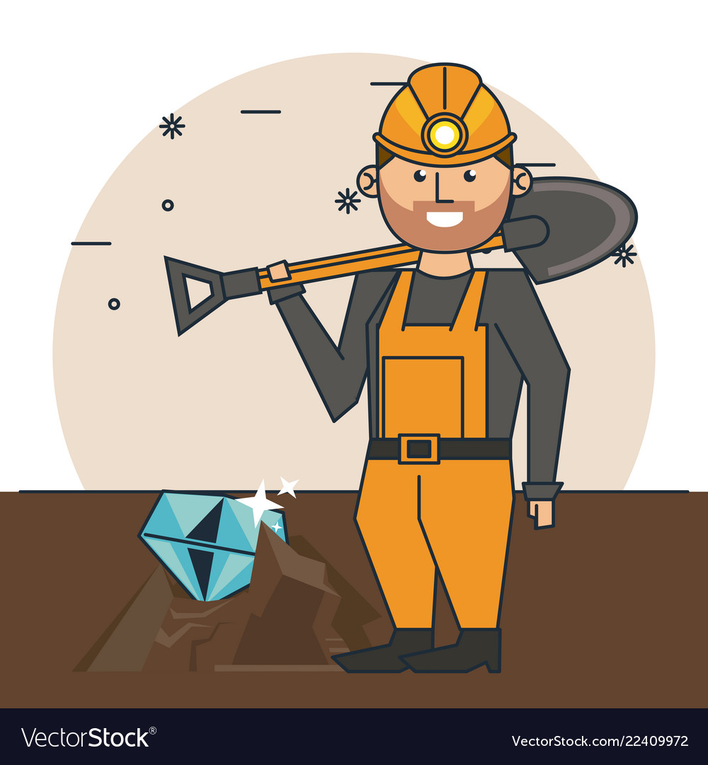 Mining worker cartoon Royalty Free Vector Image