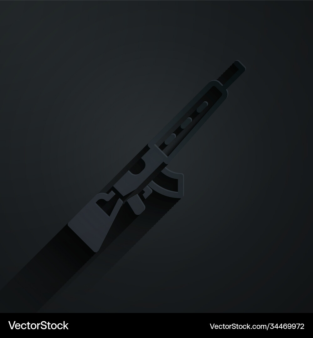 Paper cut sniper rifle with scope icon isolated Vector Image