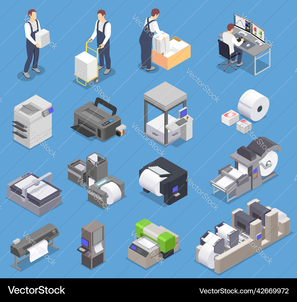 Printing house icons collection Royalty Free Vector Image
