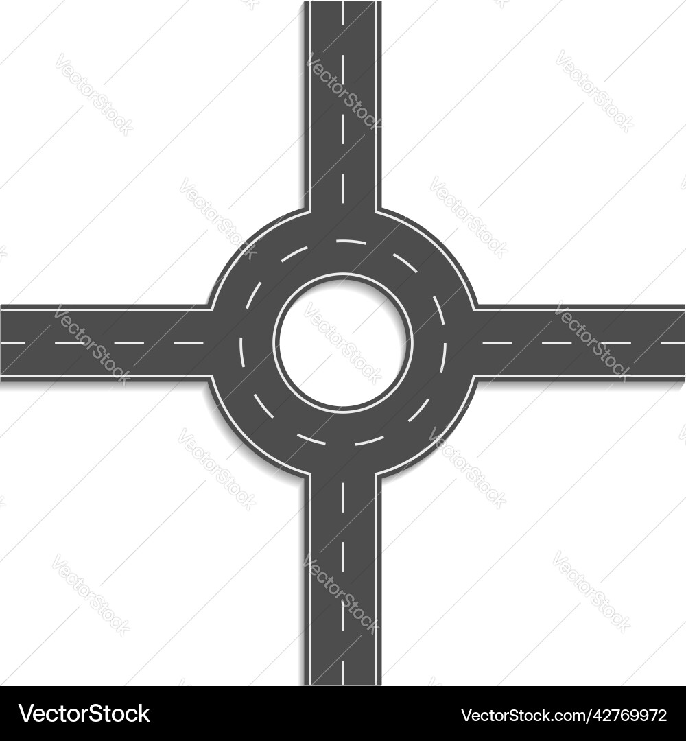 Roundabout road round crossroad circle junction Vector Image