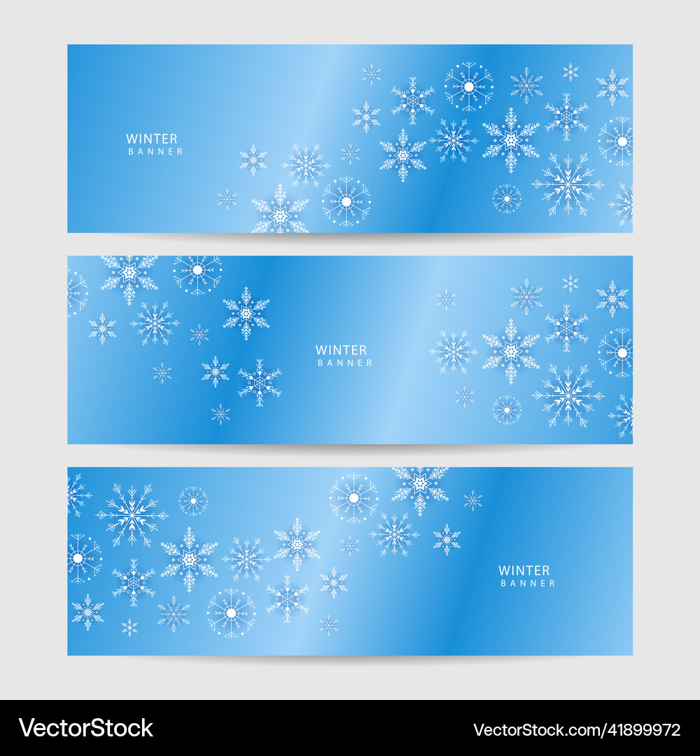 Shiny winter blue snowflake design template banner