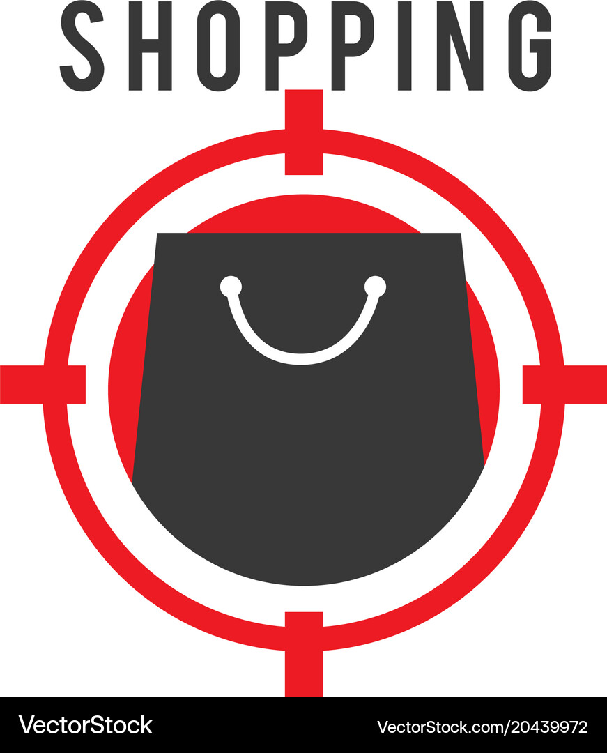 Shopping shooting target black bag background vect