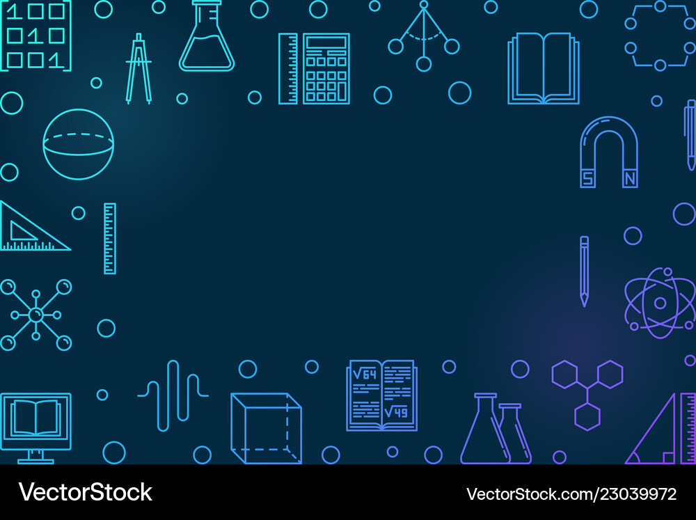 STEM Education Blue Horizontal Frame Royalty Free Vector