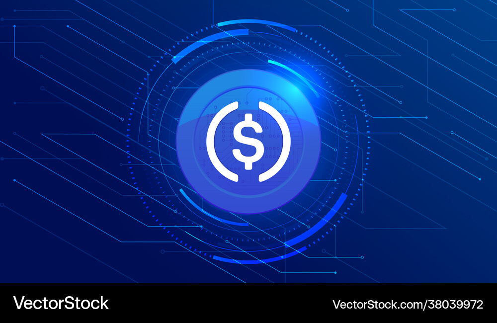 Usd coin digital stablecoin banner Royalty Free Vector Image