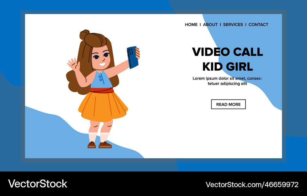 Video call kid girl Royalty Free Vector Image - VectorStock
