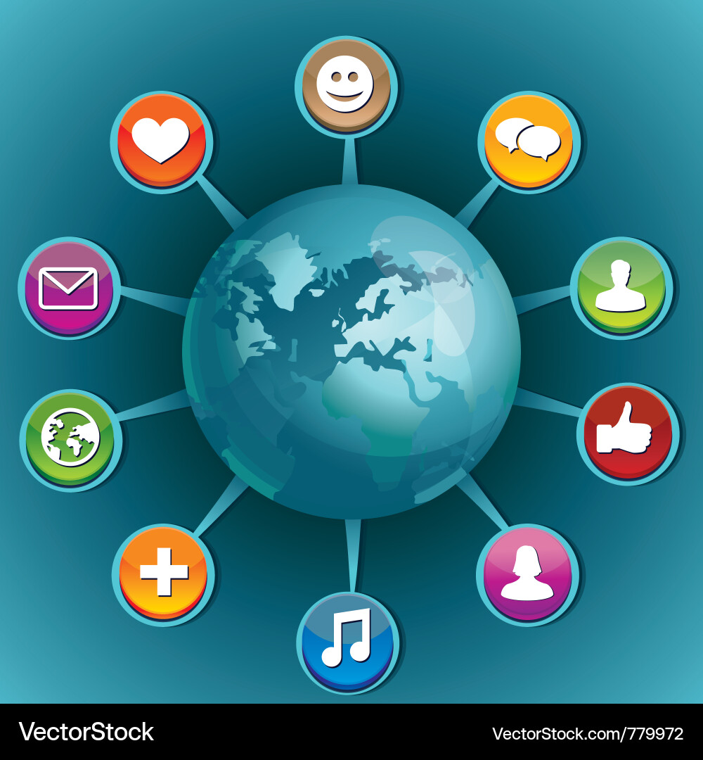 World social media icons Royalty Free Vector Image