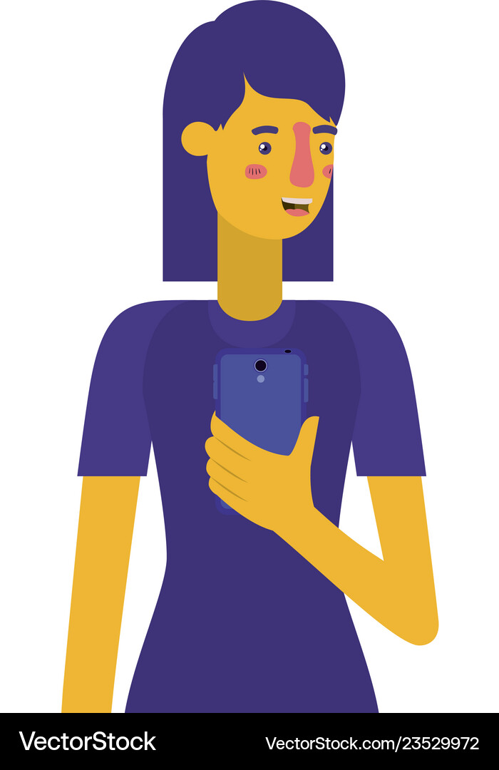 Young woman with smartphone Royalty Free Vector Image