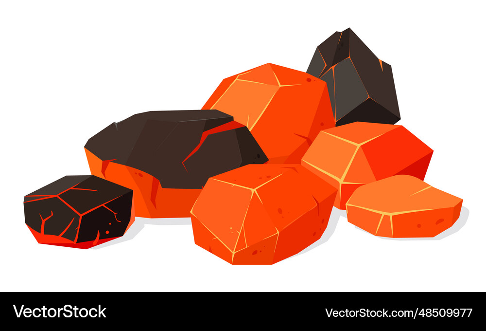 Cartoon smoldering coals burning charcoal Vector Image