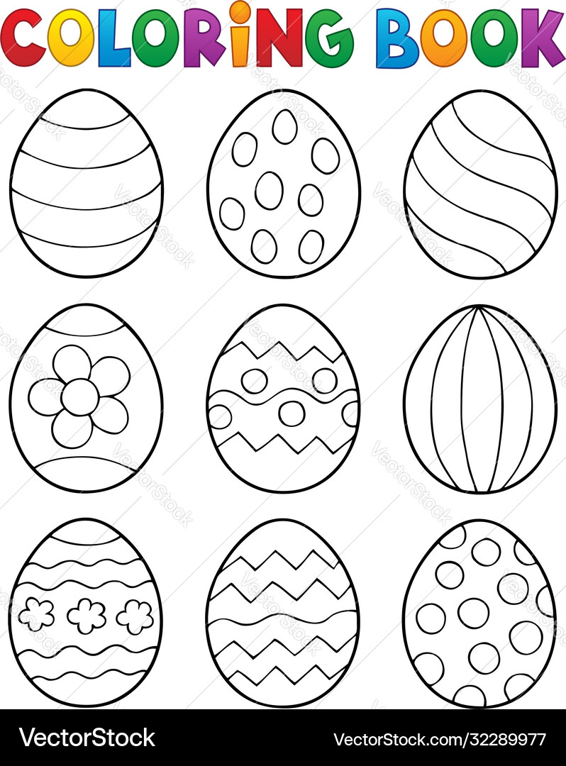 Coloring book easter eggs theme 2 Royalty Free Vector Image