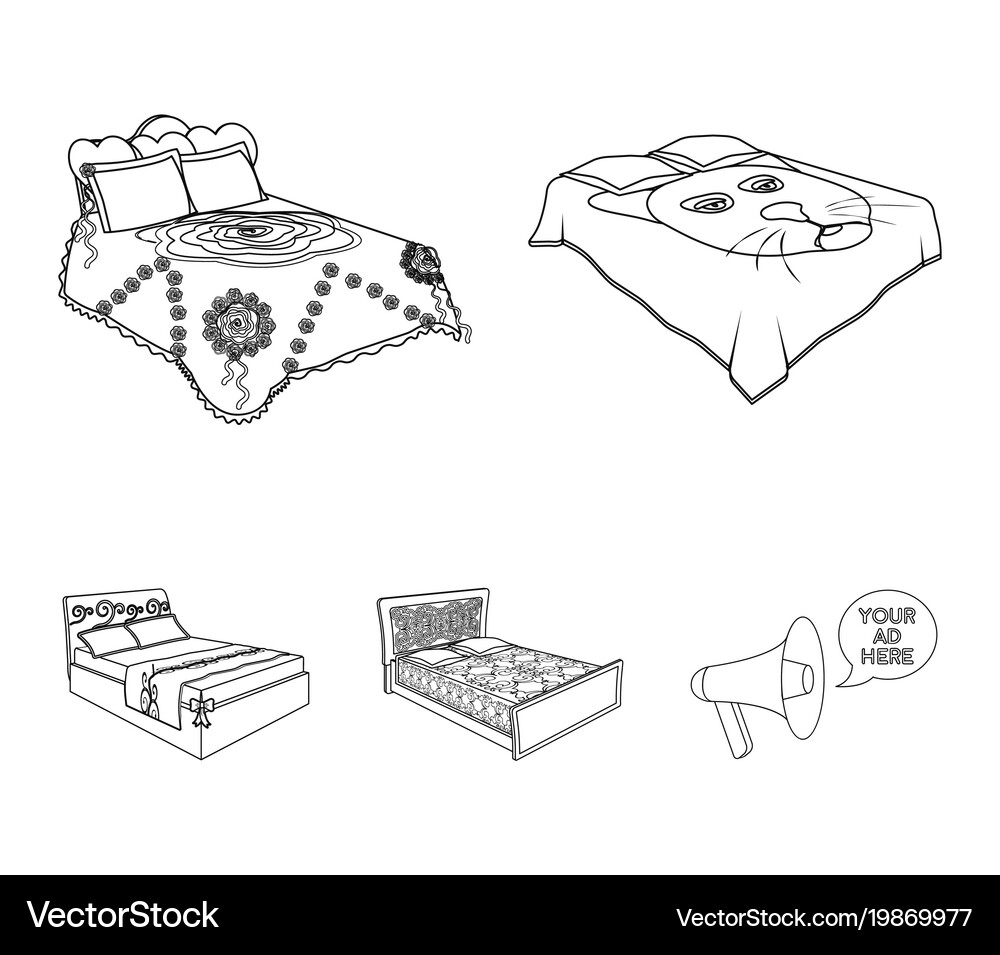 Different beds outline icons in set collection Vector Image