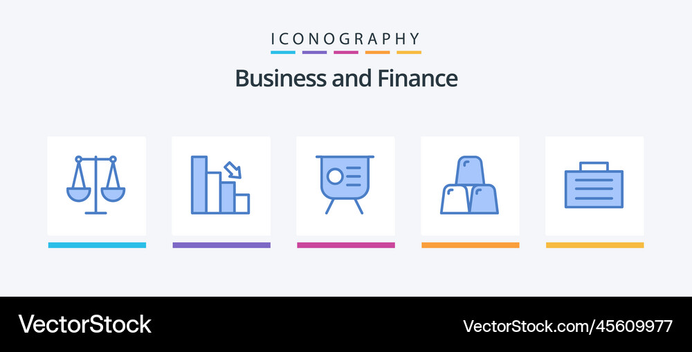Finance blue 5 icon pack including gold business Vector Image