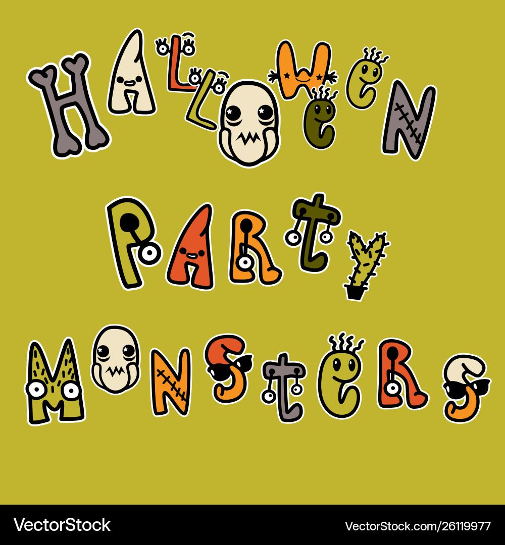 Freaky characters halloween party monsters Vector Image