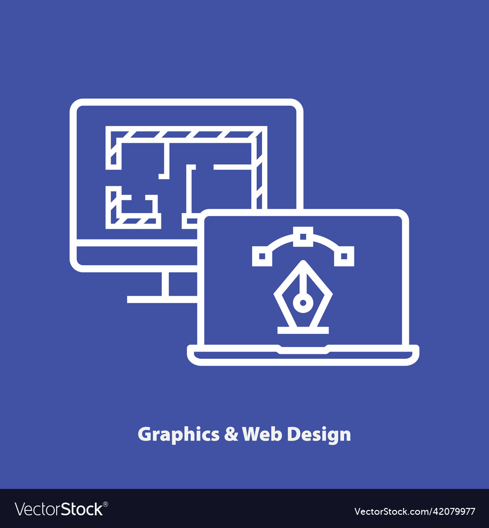 Graphic and web design linear icon digital Vector Image