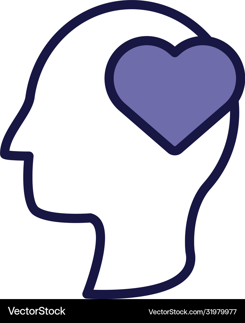 Head human profile with heart line style icon Vector Image
