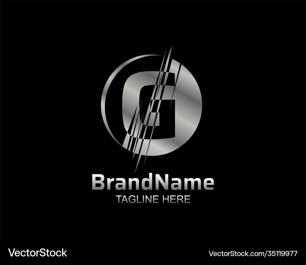 Letter g metal disc icon design this logo Vector Image