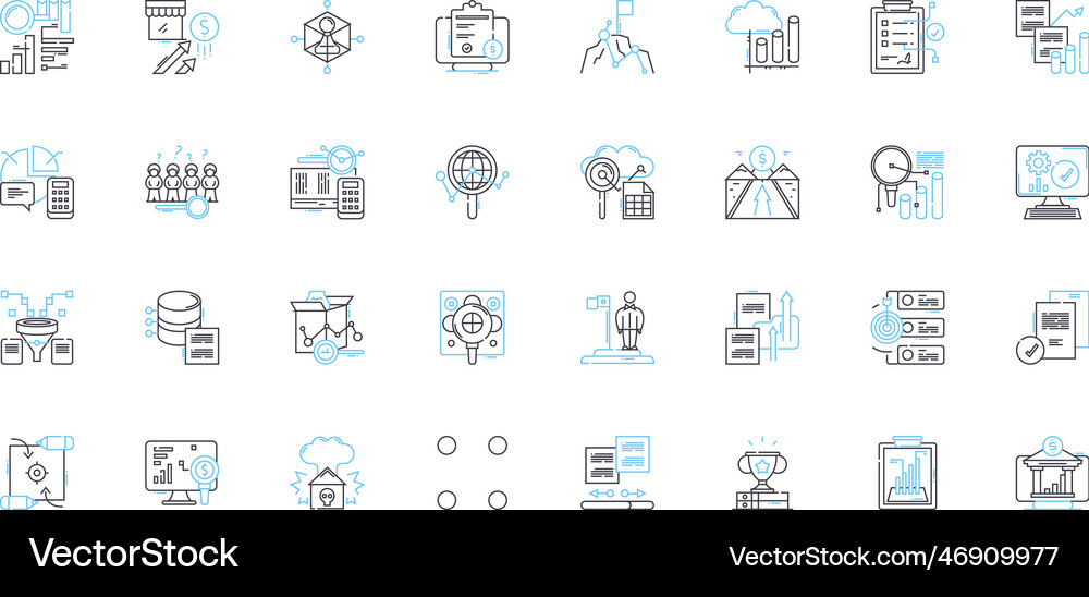 Marketing stream linear icons set branding Vector Image