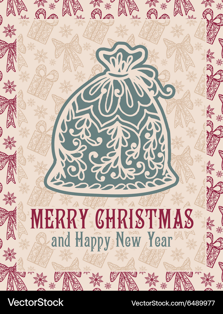 Merry christmas lettering congratulations card Vector Image