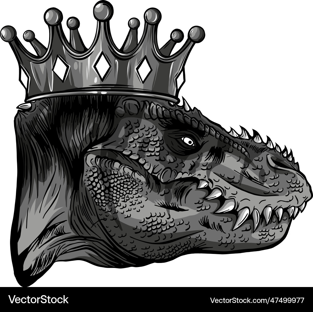 Monochromatic of t rex head Royalty Free Vector Image