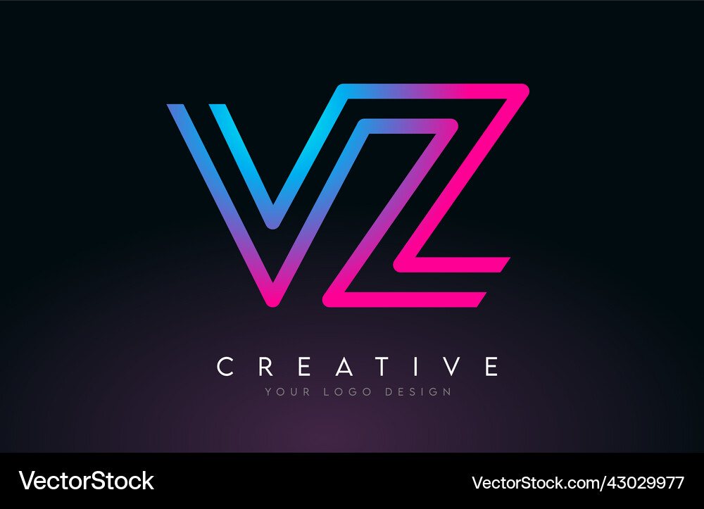 Monogram lines vz v z letter logo design creative Vector Image